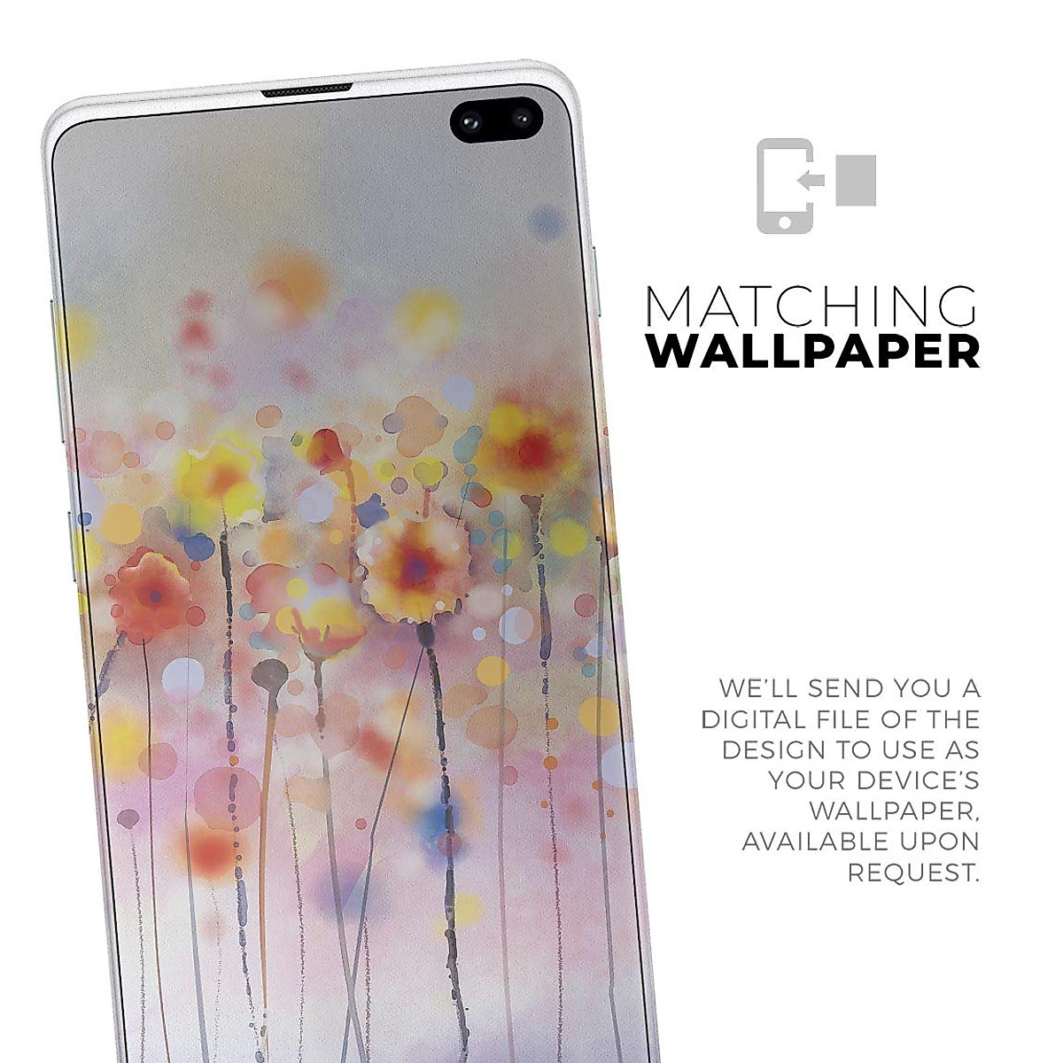 DesignSkinz Drizzle Watercolor Flowers V1 Protective Vinyl Decal Wrap Skin Cover Compatible with The Samsung Galaxy S20 (Screen Trim & Back Glass Skin)