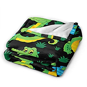 Crocodile Alligator Hiding in Pond Soft Throw Blanket All Season Microplush Warm Blankets Lightweight Tufted Fuzzy Flannel Fleece Throws Blanket for Bed Sofa Couch 50"x40"