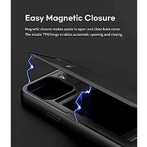 GOOSPERY Magnetic Door Bumper Compatible with iPhone 13 Mini Case, Card Holder Wallet Case, Easy Magnet Auto Closing Protective Dual Layer Sturdy Phone Back Cover, Black