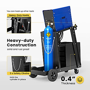 VIVOHOME Rolling Welding Cart with 4 Drawers Upgraded Wheels and Tank Storage for TIG MIG Welder and Plasma Cutter