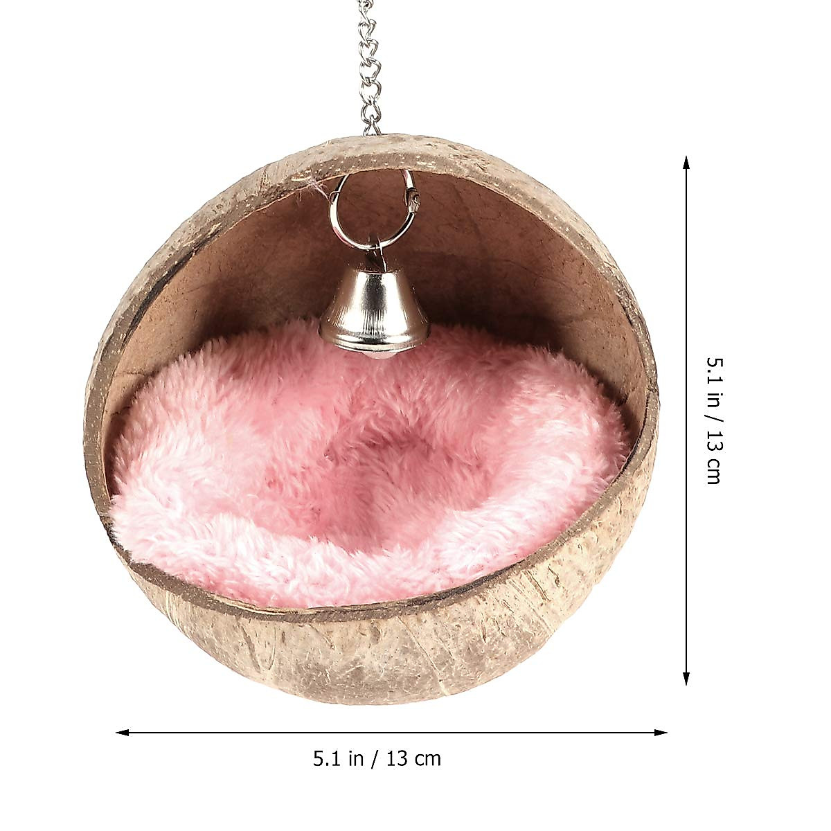 POPETPOP Coconut Shell Bird House-Hamster Coconut Hideaway,Coco Nest with Soft Mat for a Hamster,Rat,Bird Toys(Random Color)