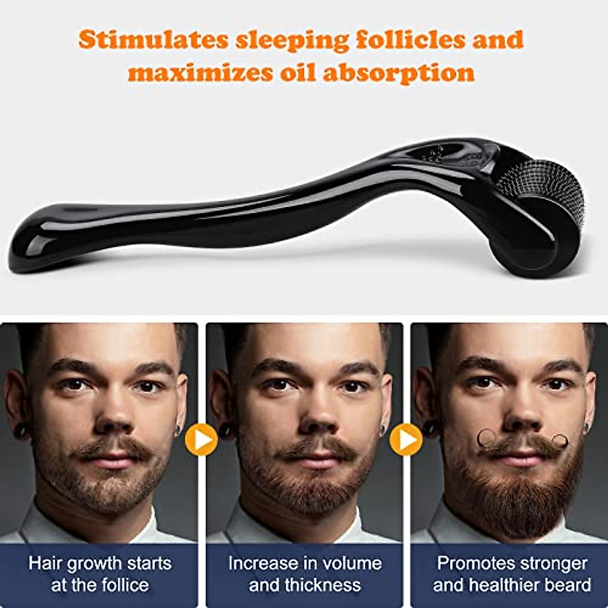 Beard Growth Kit - Derma Roller for Beard Growth, Beard Growth Oil(2 Pack), Beard Roller, Beard Balm, Beard Comb, Beard Growth Products for Patchy Beard - Christmas Gifts for Men Husband Boyfriend Dad