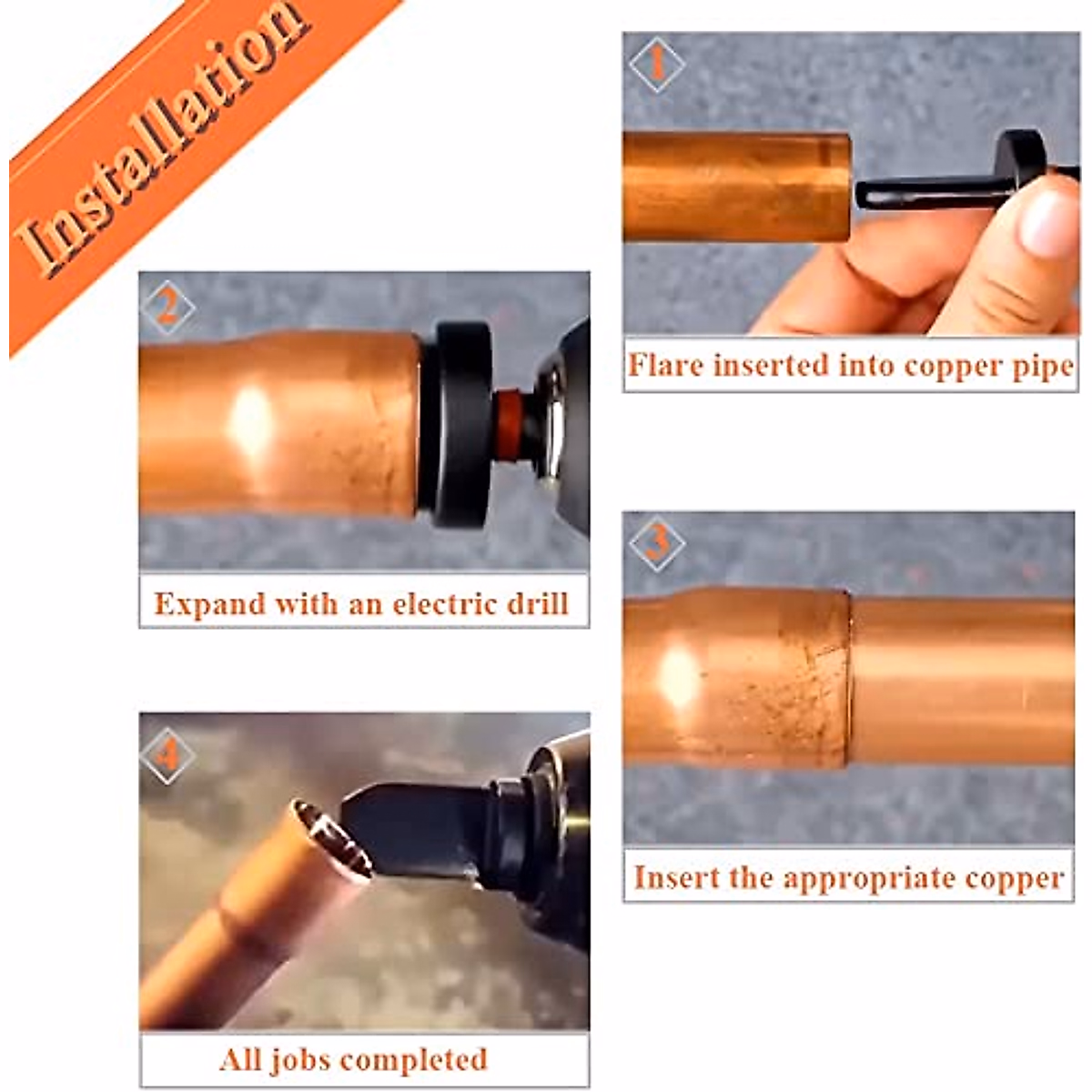 Bestgle 5 Pcs Swaging Tool Drill Bit Set, 1/4 Inch Hex Shank Copper Pipe Swagging Drill Bits Air Conditioner Tube Expander Flaring Tools Copper Pipe Swagging Flare Tools Copper Tubing Repairment Kit