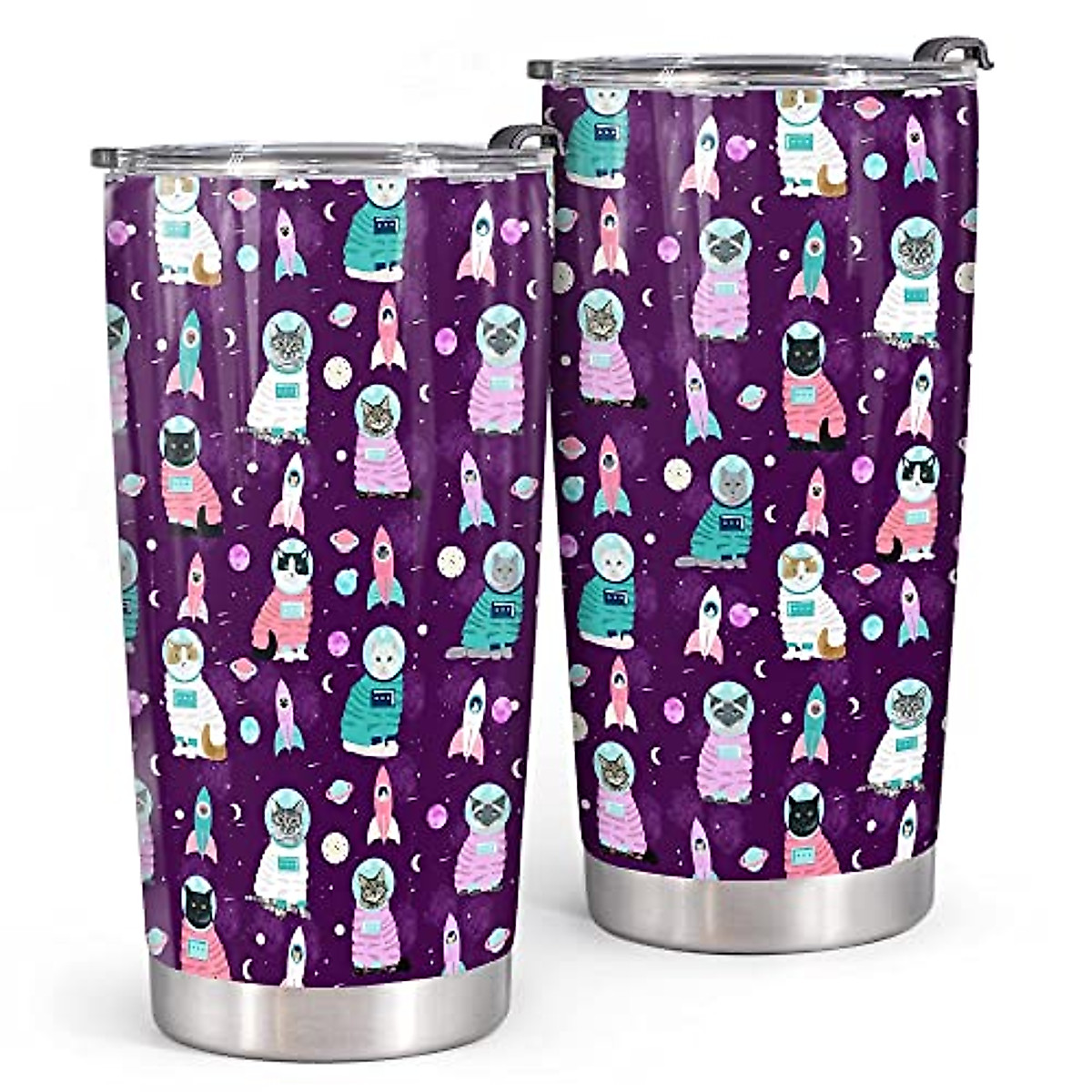 20oz Tumbler Funny Cat Gifts For Women Cat Lovers Girls Kids - Cats Love Skull Cats Gifts For Wife Mom Grandma Coworker - Birthday Gifts for Her Cat Tumbler with Lid Double Wall Insulated Coffee Mug