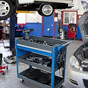 AIRAJ Tool Cart, 3 Tier Rolling Tool Cart with Drawers, Heavy Duty Tool Cart on Wheels for Mechanics,Home Workshop Garage,with Pegboard Hooks, Non-Slip Pearl Wool, 440 lb Load Capacity