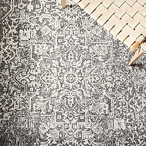 SAFAVIEH Evoke Collection 3' Square Grey/Ivory EVK256D Oriental Distressed Non-Shedding Living Room Bedroom Accent Rug