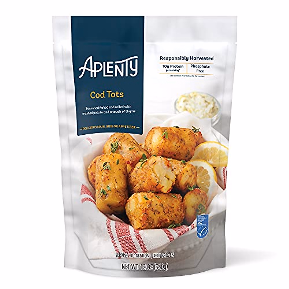 Amazon Brand, Aplenty Cod And Mashed Potato Tots, Seasoned With Thyme, 12 Oz (Frozen)