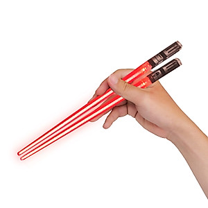 LIGHTSABER CHOPSTICKS LIGHT UP STAR WARS LED Glowing Light Saber Chop Sticks REUSABLE Sushi Lightup Sabers -Removable Handle Dishwasher Safe -Premium GIFT BOX and CARRY POUCH Included - Red - 1 Pair