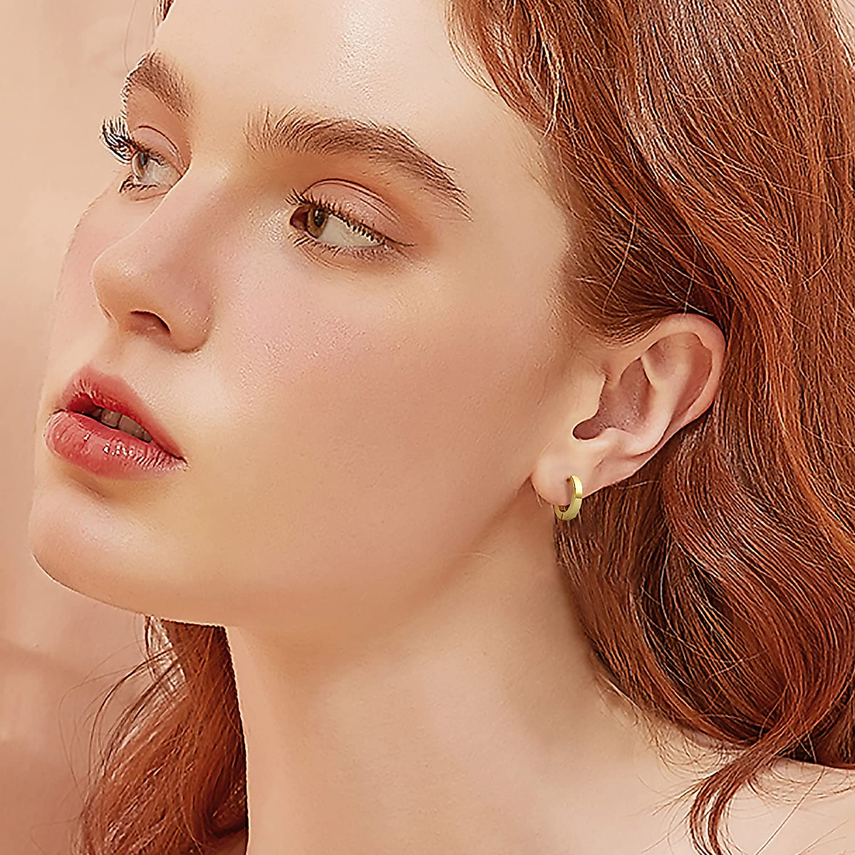 micuco Small Gold Hoop Earrings for Women 14K Gold Plated Huggie Hoop Earrings 8mm