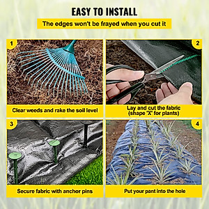 VEVOR Weed Fabric Barrier Heavy Duty, 3x300 FT, 5.8oz Weed Blocker Fabric, Woven Landscape Fabric, Garden Fabric Weed Barrier, Weed Control Fabric Ground Cover, Geotextile Fabric, Gardening Mat, Black