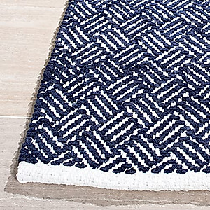 SAFAVIEH Boston Collection 2'6" x 4' Navy BOS680D Handmade Flatweave Cotton Accent Rug