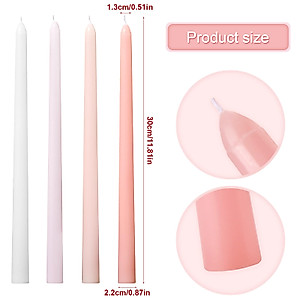 11.81'' 4pcs Taper Candles Sticks, Long Tall Thin Candles Unscented Smokeless Gradient Color Tapered Candlesticks for Table Home Dinner Wedding Festival (Pink Series)