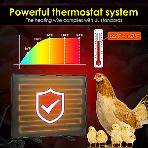 PETNF Chicken Coop Heater 140 Watts Radiant Heat Chicken Heater Energy Efficient Design Safer Than Brooder Lamps Heater for Chicken Coop, Heating Wire UL-Compliant Two Ways to Use, 11.81''x15.74''