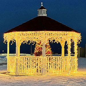 BESSTOR 456LED 35.4FT Icicle Christmas Lights Outdoor Decoration, 8 Modes 72 Drops Fairy String Curtain Decoration Eaves Window Holiday Yard Garden Indoor Home (Warm White) (JT-EL/FC300V0240-C)