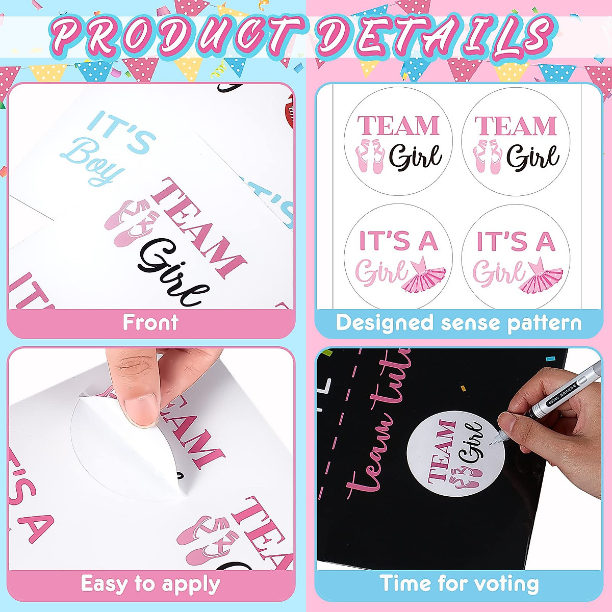 Touchdowns or Tutus Gender Reveal Poster Sign Party Supplies Decorations Boy or Girl with 72 Pcs Gender Reveal Stickers for Summer Baby Shower Gender Reveal Decorations (Touchdowns or Tutus)