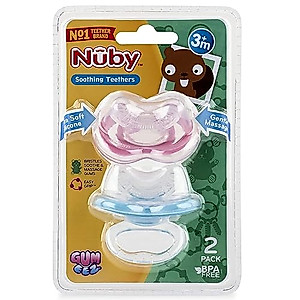 Nuby 2-Pack Gum-eez Pacifier Teethers, Colors May Vary