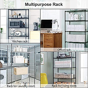 5 Tier Storage Shelves Wire Shelving Unit Garage Metal Rack 14Dx30Wx60H Adjustable NSF Sturdy Steel Layer Shelf Commercial Utility Organizer Shelving with Wheels for Bathroom Kitchen Laundry, (Chrome)