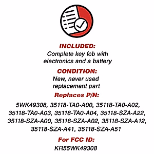KeylessOption Keyless Entry Remote Control Uncut Car Ignition Key Fob Replacement for KR55WK49308