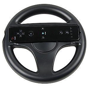 OSTENT Kart Racing Games Steering Wheel for Nintendo Wii Remote Controller Super Mario Game Color Black