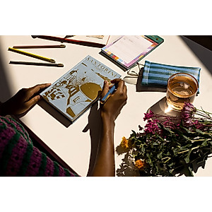 DesignWorks Ink Suede Cloth Hardcover Journal Notebook with Lined Pages for Work, Writing, Journaling - Anderson Design World Travel Santorini Greece Blue and Gold Journal (JB86-2025AD)