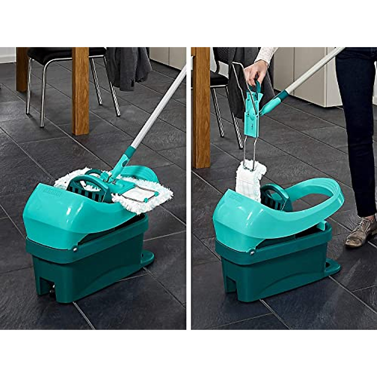 Leifheit Mop Press Professional Evo with Handy Integrated Wheels, Green
