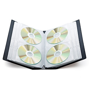 SANWA 120 Large Capacity File CD Case, Portable DVD/VCD Storage, polypropylene Protective CD Wallet, Binder, Holder, Booklet with customizable index for Car, Home, Office, Black