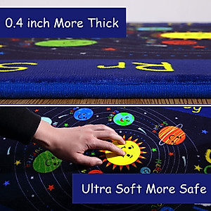 GarveeHome Kids Rug Educational Learning Carpet 8x10 Large Nursery Playmat Kidsroom Rug Non-Slip Ultra-Soft Galaxy Planets Stars Classroom Play Rug Solar System Area Rug for Playroom Bedroom