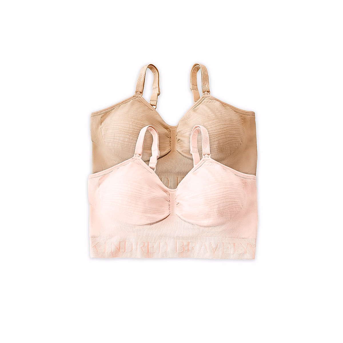Kindred Bravely 2-Pack Hands Free Pumping Bra Bundle (Beige and Pink, X-Large-Busty)