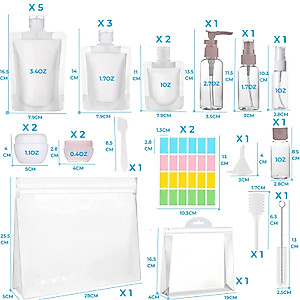 Gpurplebud Travel Pouches for Toiletries - 26 Pack TSA Approved Portable Fluid Packing Bags with Labels Refillable Squeeze Pouches Travel Accessories for Shampoo Conditioner Lotion Soap Liquids (Pink)