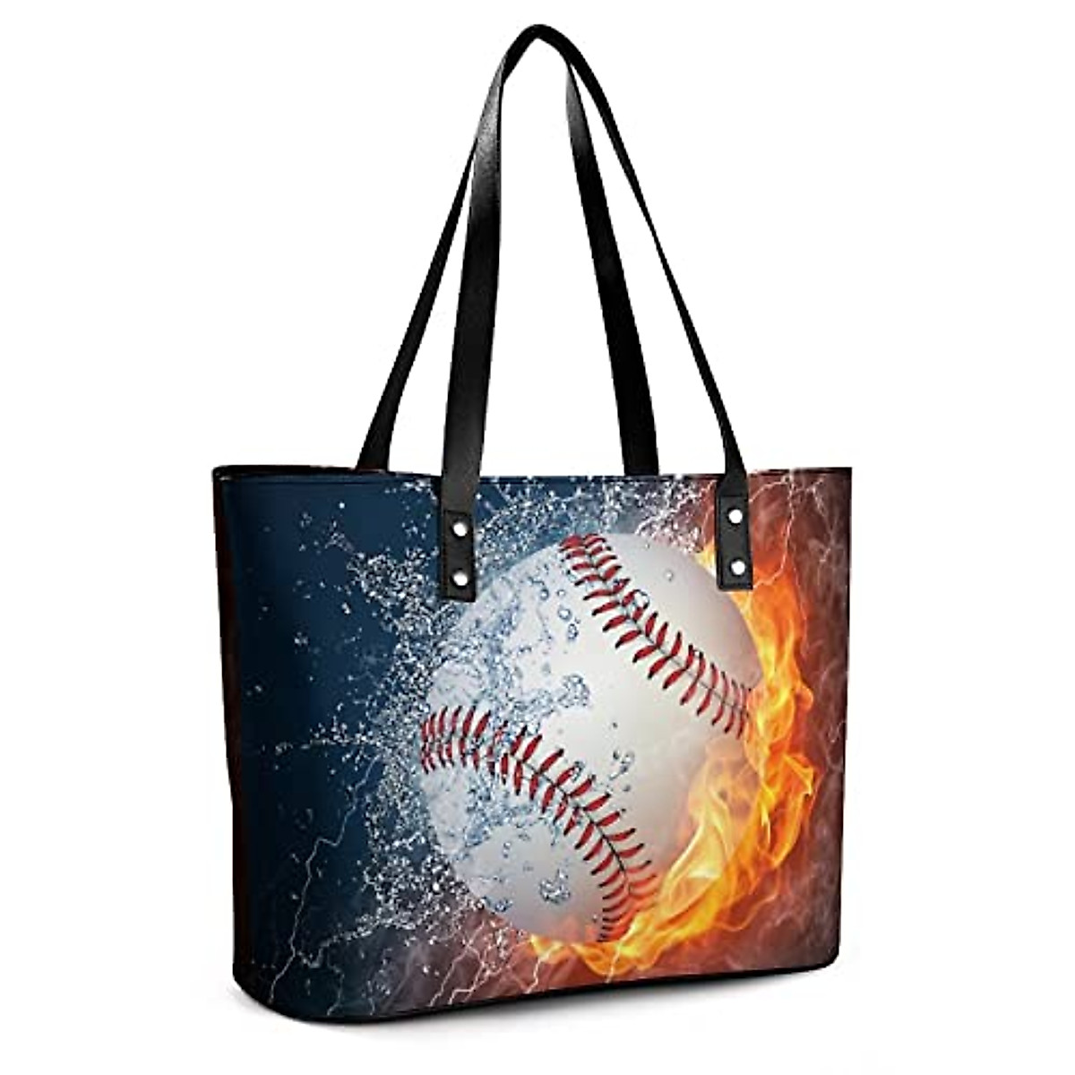 Womens Handbag Baseball Ball Leather Tote Bag Top Handle Satchel Bags For Lady
