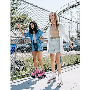 PAPAISON Roller Skates for Women and Girls, Deluxe 2 Layer Microfiber Leather Double Row-Classic Roller Skates for Men, Professional Outdoor Indoor Quad-Skates for Kids & Adults