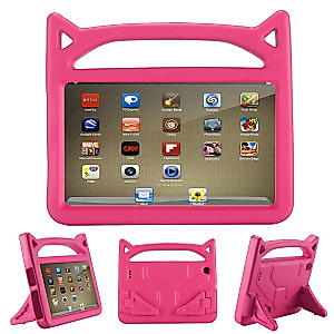 All-New Fire 7 2019 Case,Fire 7 Tablet Case,Riaour Kids Shock Proof Protective Cover Case for Amazon Fire 7 Tablets (Compatible with 5th Generation 2015/7th Generation 2017/9th Generation 2019) (Rose)