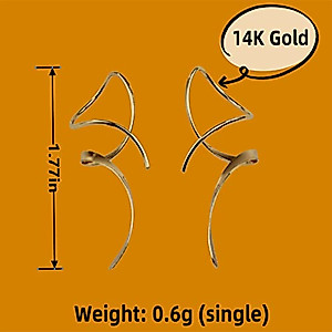 Earrings for Women Spiral threader earrings 14K gold earrings hand bent dangle earrings for women，suitable for gift giving, perfect for your birthday party, Christmas, gift giving.