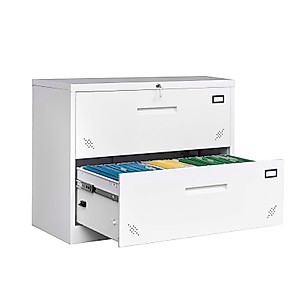 DUNTRKDU 2 Drawer Metal Lateral File Cabinet with Anti-tilt Mechanism for Legal/Letter A4 Size, Large Deep Drawers Locked by Keys, Storage Filing Cabinet for Home Office, Easy to Assemble (White)