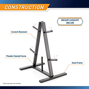 Marcy Standard Weight Plate Tree for 1-Inch Plates for Home Gym, 300 lb. Max. Capacity PT-5733