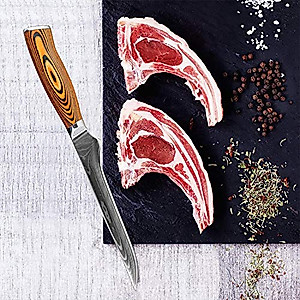 XT XITUO 6- inch Boning Knife with Fillet-Flexible Curved-Blade, Japanese VG10 Damascus Steel Perfect Fish Fillet knife, Razor Sharp Edge, Corrosion Resistant