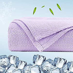 PiccoCasa Cooling Blanket All Seasons Breathable for Hot Sleepers, Soft and Lightweight for Bed, Sofa Thin Blanket Summer Keep Cool Full 79"x90" Lavender