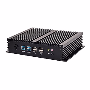 HUNSN Fanless Industrial PC, Mini Computer, Core I5 4200U 4250U 4258U 4278U 4288U, Windows 11 / Linux Ubuntu, IM04, 2 x HDMI, 2 x LAN, 6 x COM RS232, 8 x USB, 8G RAM, 128G SSD