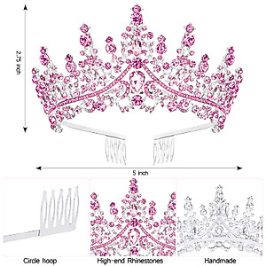TIHEBAX Birthday Tiara and Sash for Women Girls Birthday Queen Series Graceful Birthday Crown and Sash for Party Gift Halloween Cosplay Premium Rhinestone Headbands for Princess Dress Up (pink)