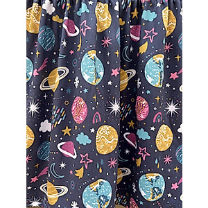 nebljgo Little Girls Dress Flutter Sleeve Toddler Baby Girl Sundress Summer Apparel Space Planets Pearl Dress (6/7T) White