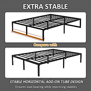 Yitong Angel 14 Inch Queen Bed Frame,3500 lbs Heavy Duty Metal Platform, Steel Slats Support/No Box Spring Needed/Noise Free/Non-Slip/Easy Assembly