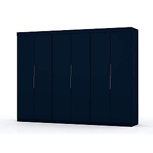 Manhattan Comfort Mulberry Mid Century Modern 6 Drawer Sectional Wardrobe Closet, Set of 3, Midnight Blue
