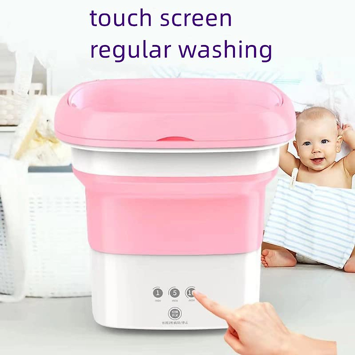 Portable Washing Machine - Foldable Mini Small Portable Washing Machine with Drain Basket for Apartment, Laundry, Camping, RV, Travel, Lingerie, Personal, Baby Clothes, Towels (blue)