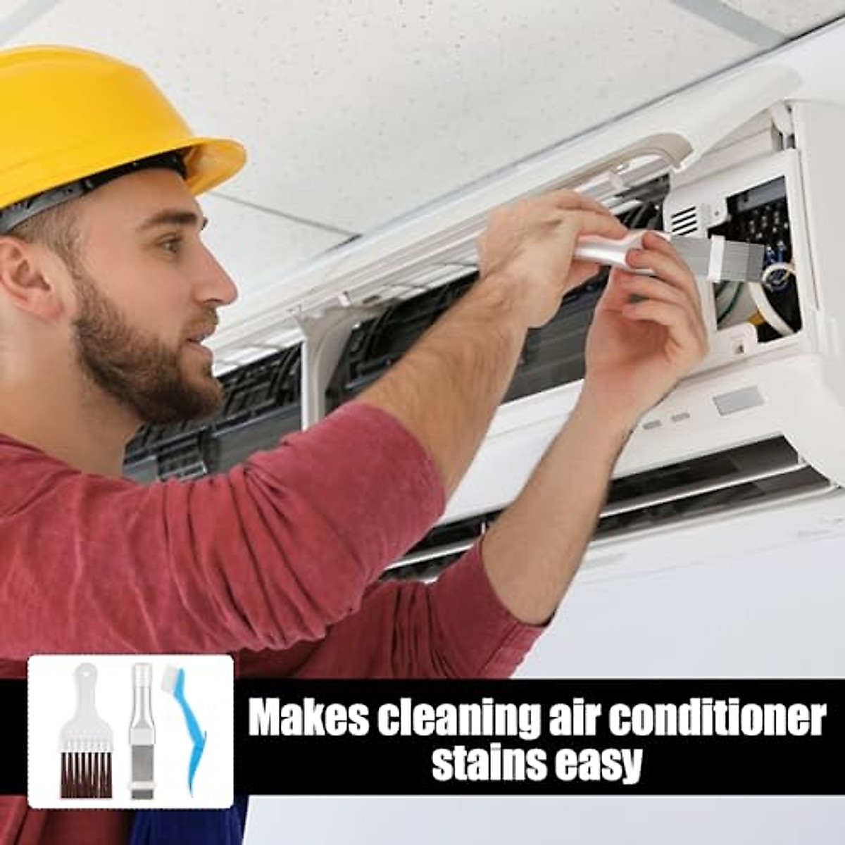 Jeffdad 3 Pcs Air Conditioner Fin Comb Cleaner Kit, Ac Fin Comb Condenser Coil Brush, Radiator Fin Comb Straightener Refrigerator Tools, Evaporator Radiator Repair Clean Tool