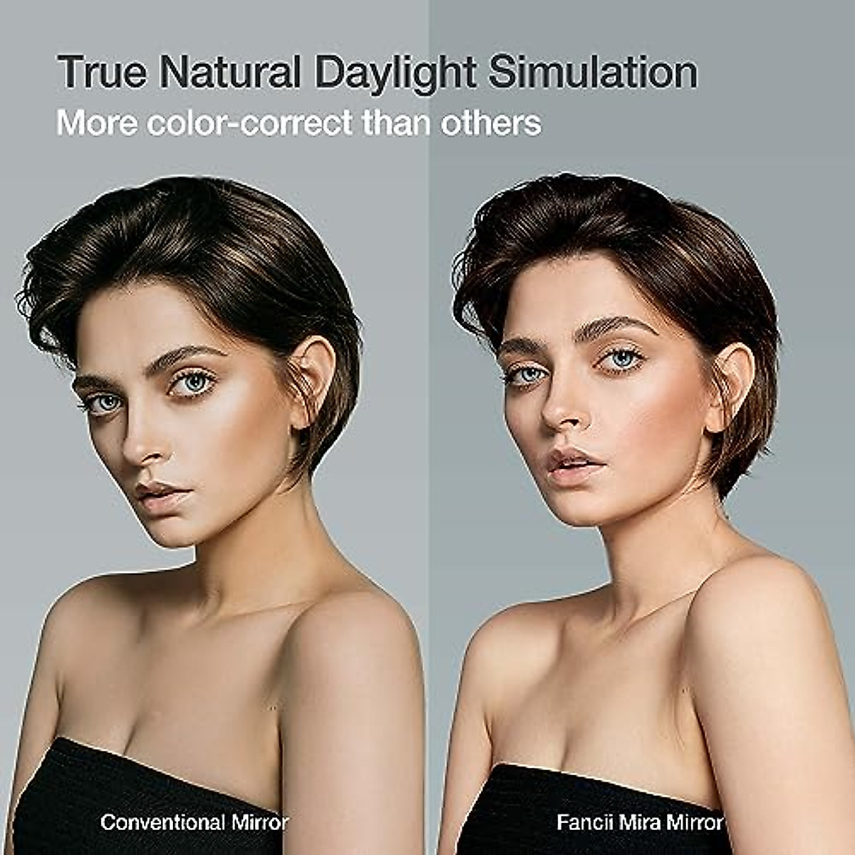 Fancii 7x LED Lighted Magnifying Makeup Mirror with Strong Suction - 6.5" wide, Natural Daylight, Cordless Portable Vanity Mirror with Lights (Square) - Mira 7