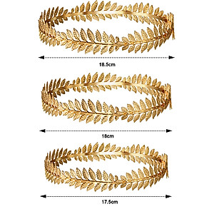 meekoo 6 Pcs Roman Laurel Wreath Gold Crown Leaf Headband Greek Goddess Headpiece for Women Men Party Wedding Accessories