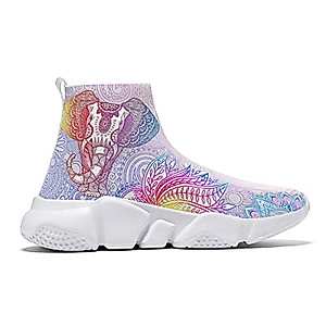 Women’s Athletic Walking Travel Shoes Lightweight Mesh Tennis Sport Sneakers Fashion Art Crane Shoes Casual Tennis Sports Shoes White