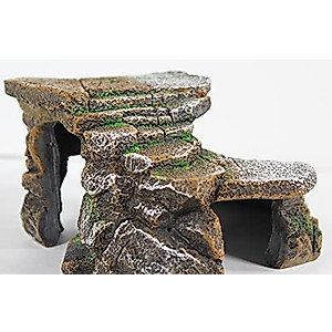 PENN-PLAX Reptology Shale Scape Step Ledge & Cave Hideout – Decorative Resin for Aquariums & Terrariums – Great for Reptiles, Amphibians, and Fish – Medium