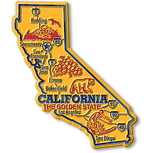 California Giant State Magnet by Classic Magnets, 3.7" x 4.3", Collectible Souvenirs Made in The USA