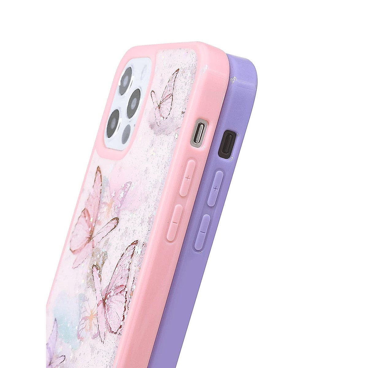 MUNDULEA Compatible with iPhone 13 Mini case Butterfly Clear Bling Women Girl Cute Soft TPU Fashion Cover for iPhone 13 Mini (Butterfly Pink)